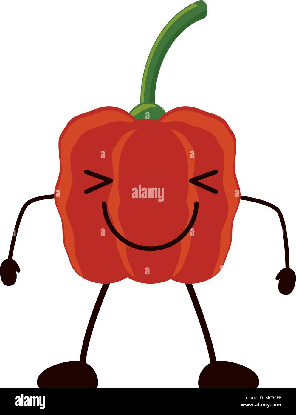 kawaii happy pepper icon over white background, colorful design. vector ...