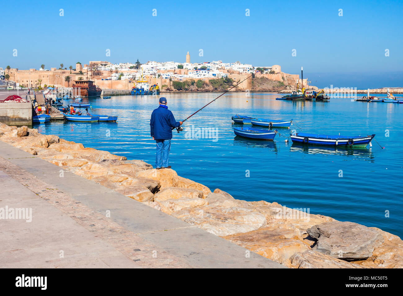 River Bou Regreg seafront and Kasbah in medina of Rabat, Morocco. Rabat ...