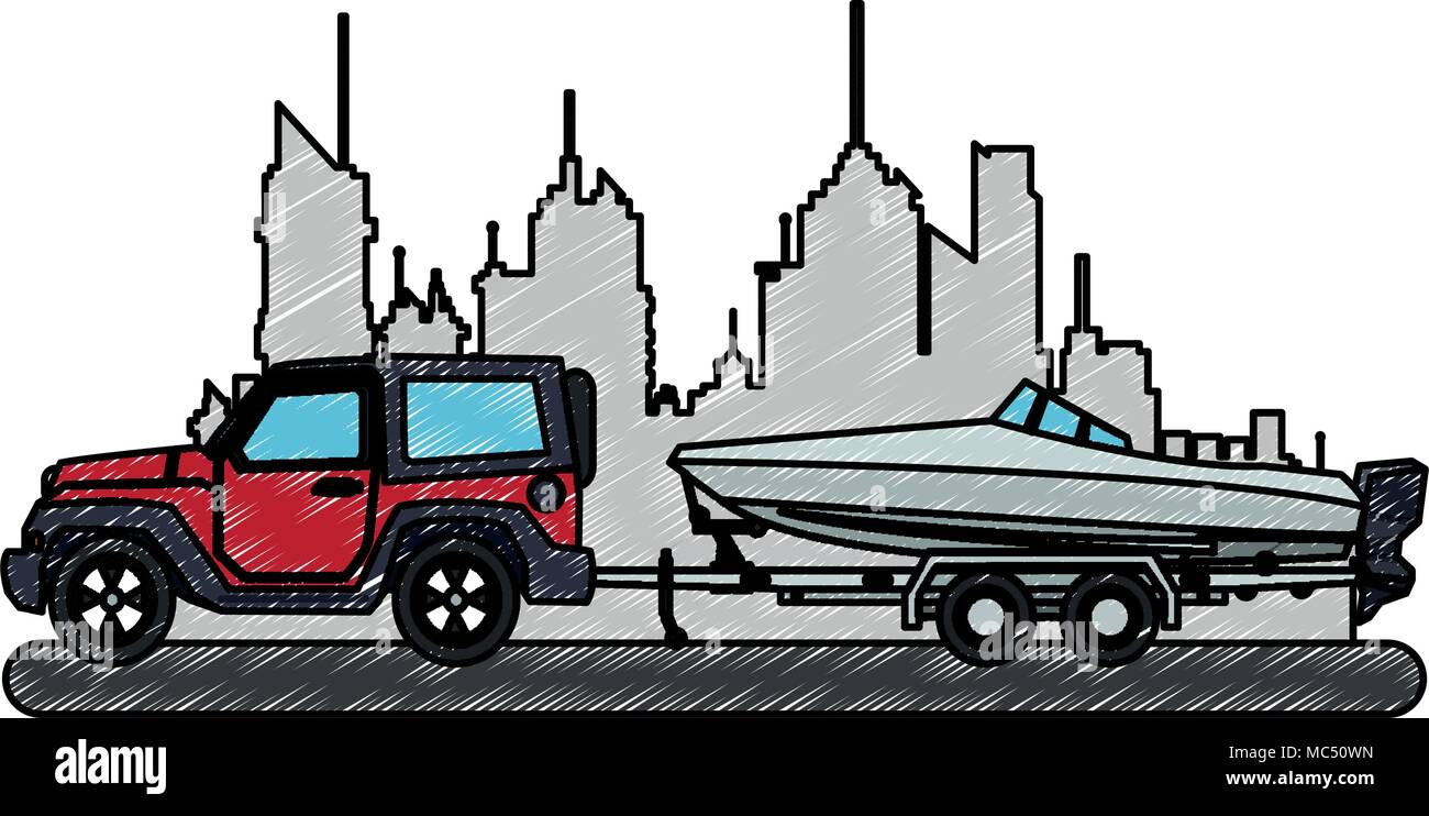 Vehicle towing boat Stock Vector Images - Alamy