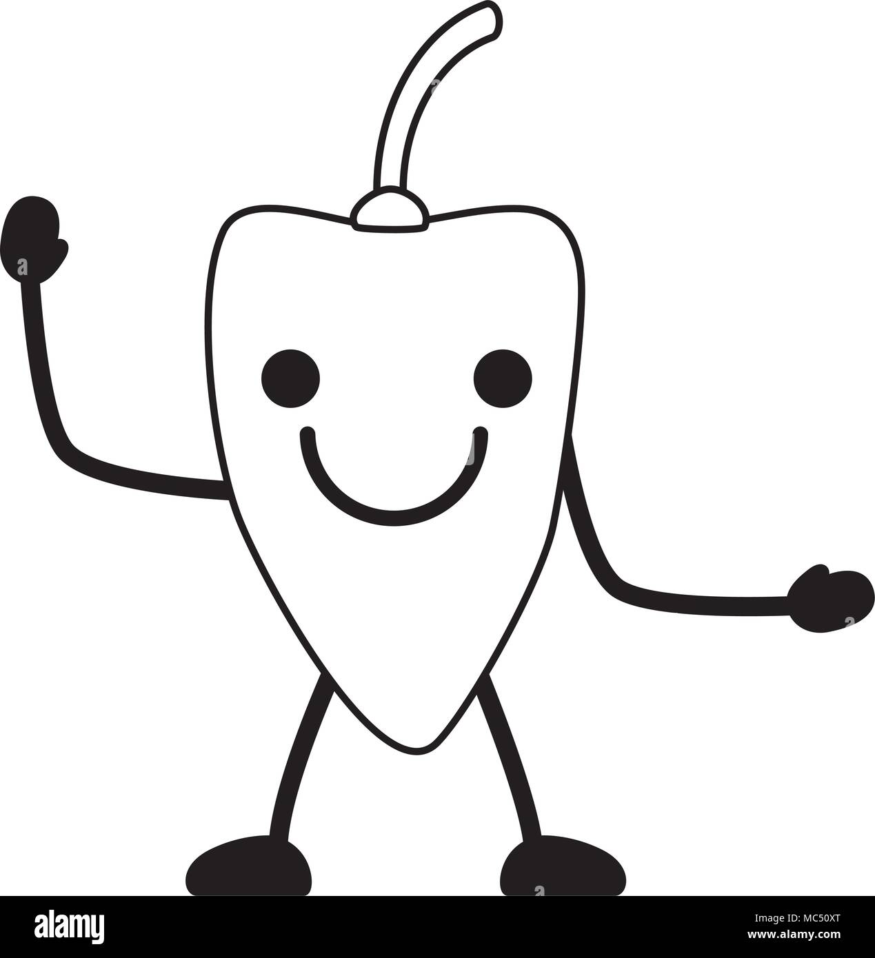 kawaii happy chili icon over white background, vector illustration ...