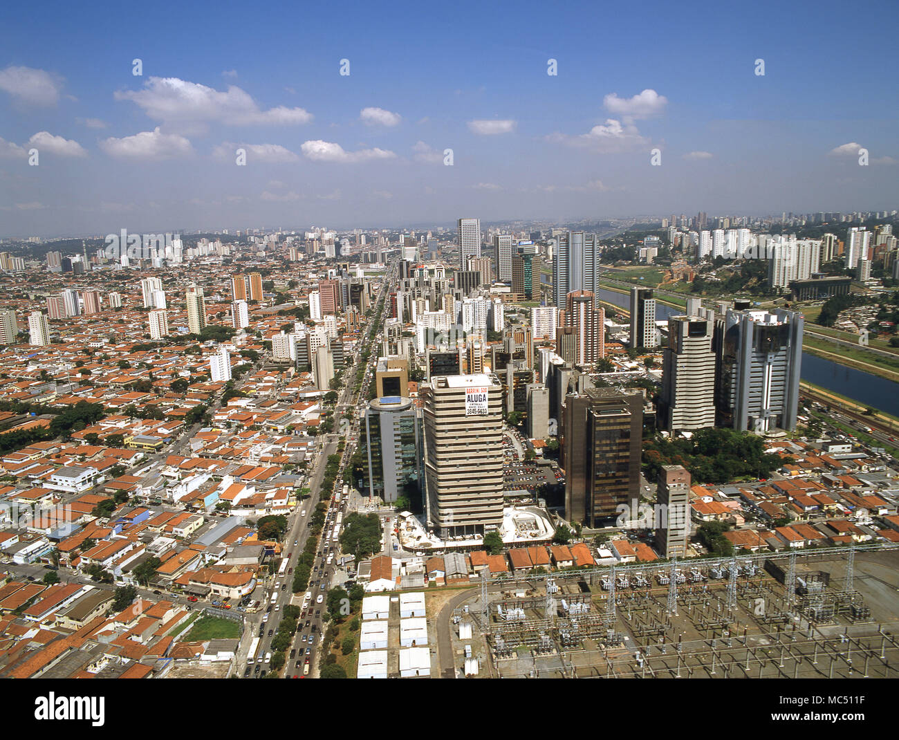 Aerial view, Avenida Luis Carlos Berrini, Brooklin Novo, Sao Paulo ...