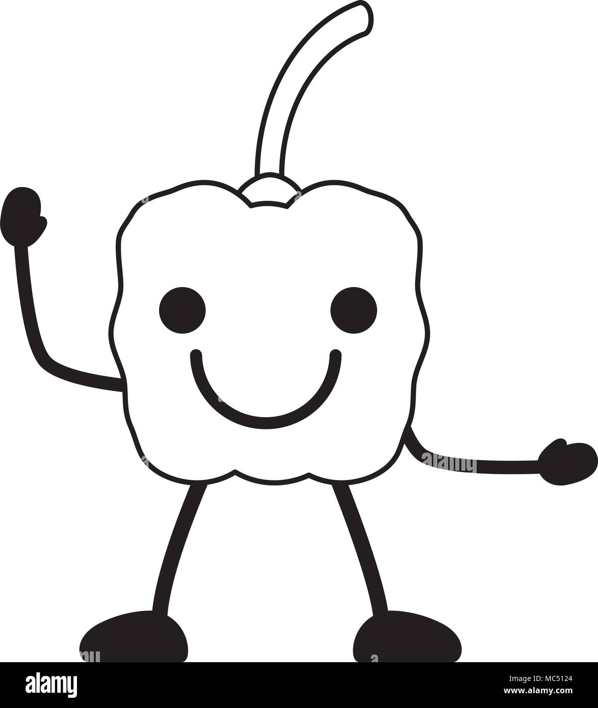 kawaii happy pepper icon over white background, vector illustration ...