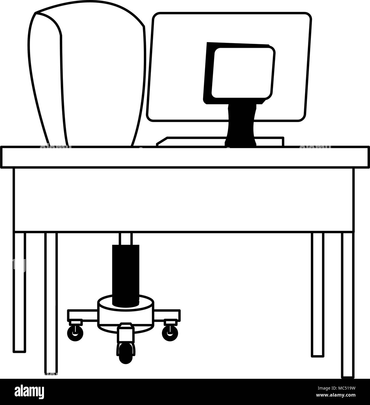 Office Desk Clip Art Black And White