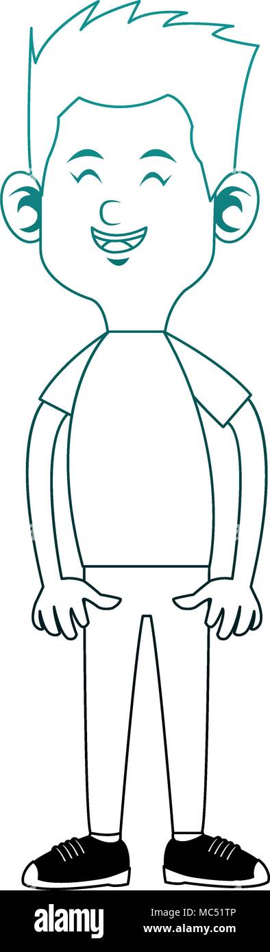 Cute boy cartoon on blue lines Stock Vector Image & Art - Alamy