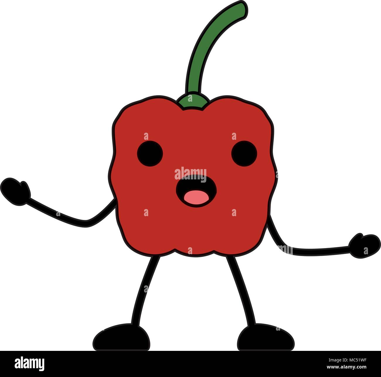 kawaii surprised pepper icon over white background, colorful design ...