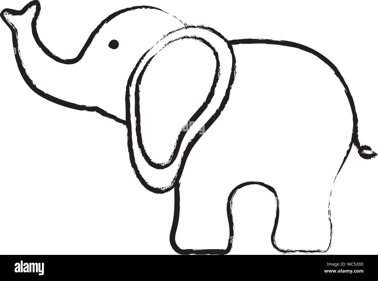 Cute Elephant Outline Drawing