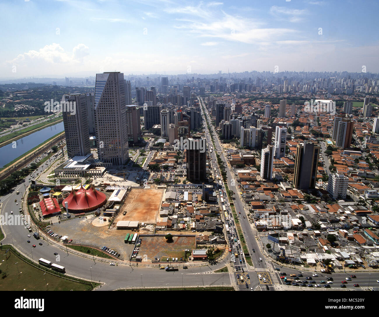 Aerial view, Avenue Luis Carlos Berrini, Brooklin Novo, Sao Paulo ...