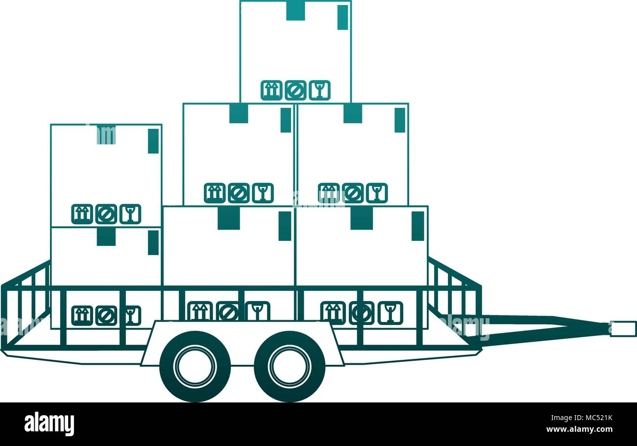 Trailer with stacked boxes on blue lines Stock Vector Image & Art - Alamy
