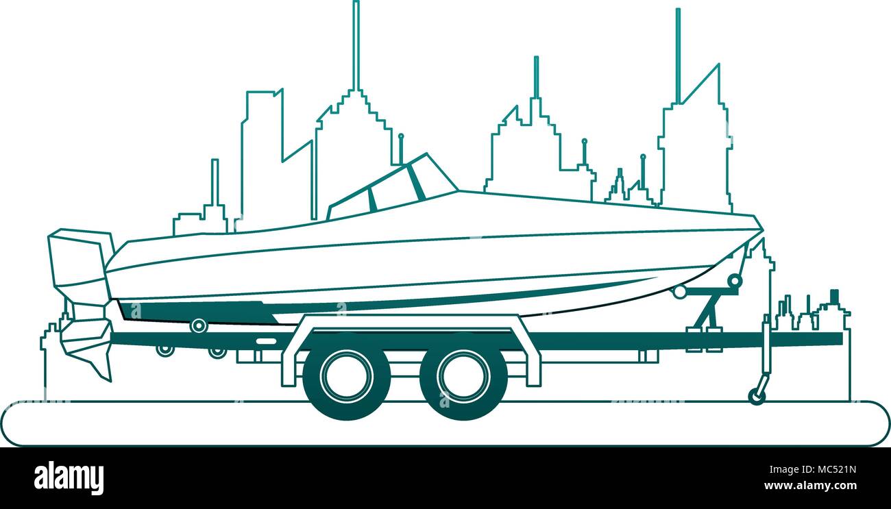 Boat on trailer at city on blue lines Stock Vector Image & Art - Alamy