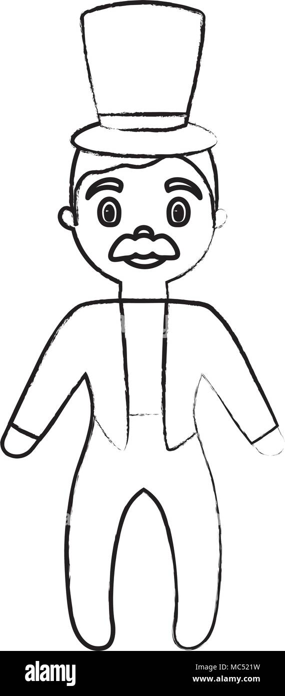 sketch of cartoon Circus Ringmaster icon over white background, vector ...