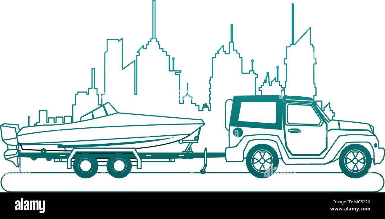 Vehicle towing boat Stock Vector Images - Alamy