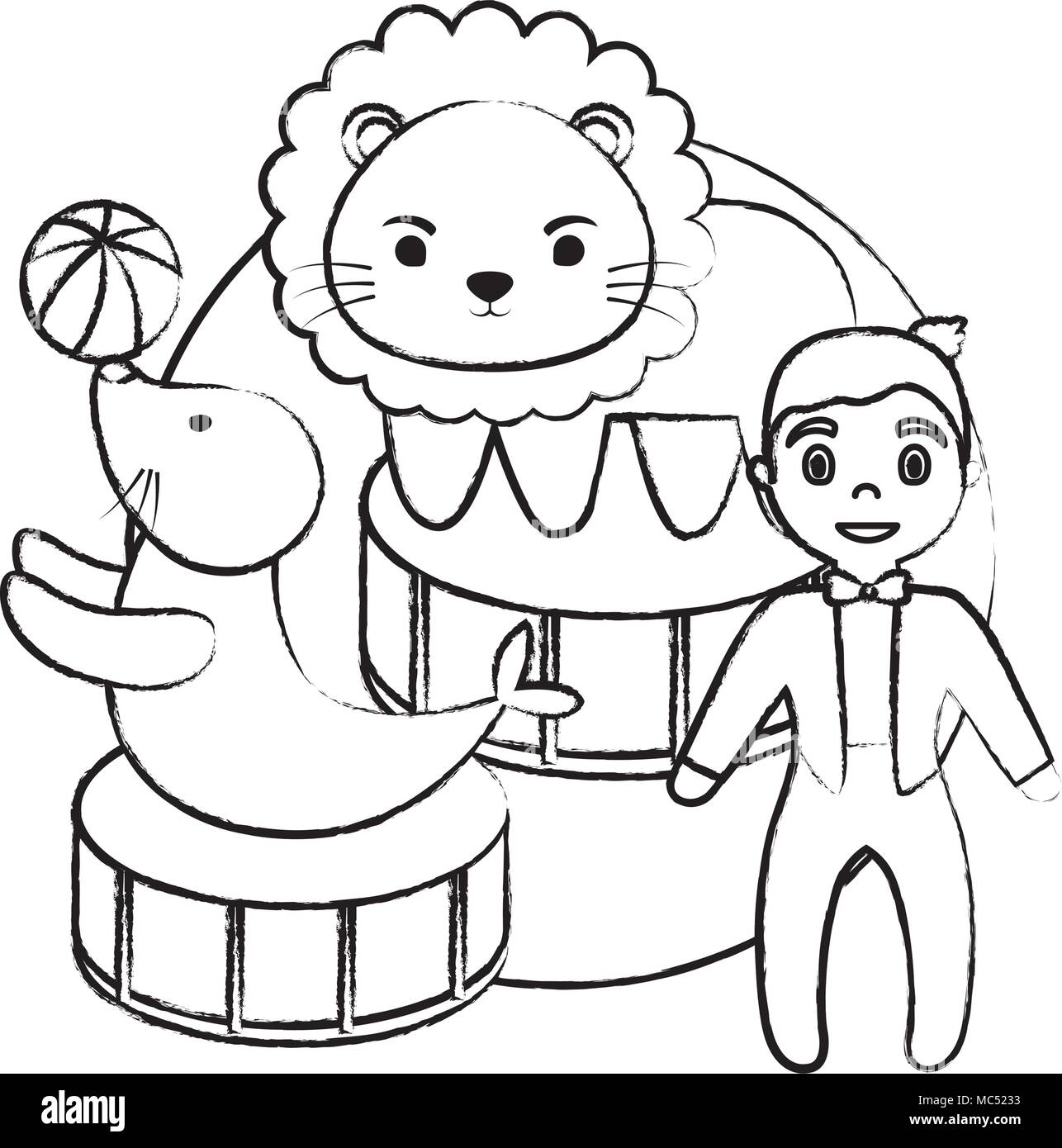 Circus Animal Clipart Black And White
