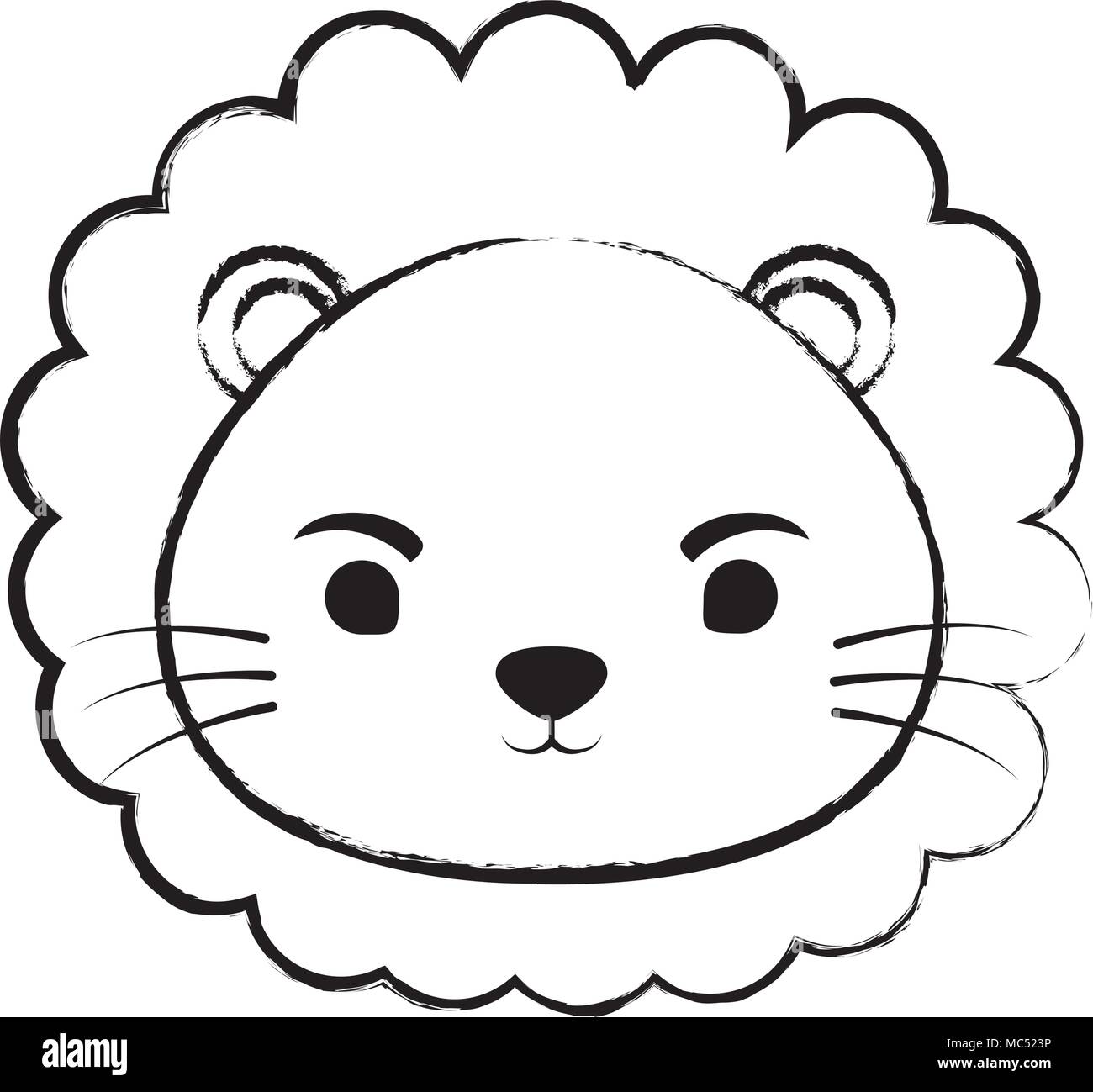 cute lion face icon over white background, vector illustration Stock ...
