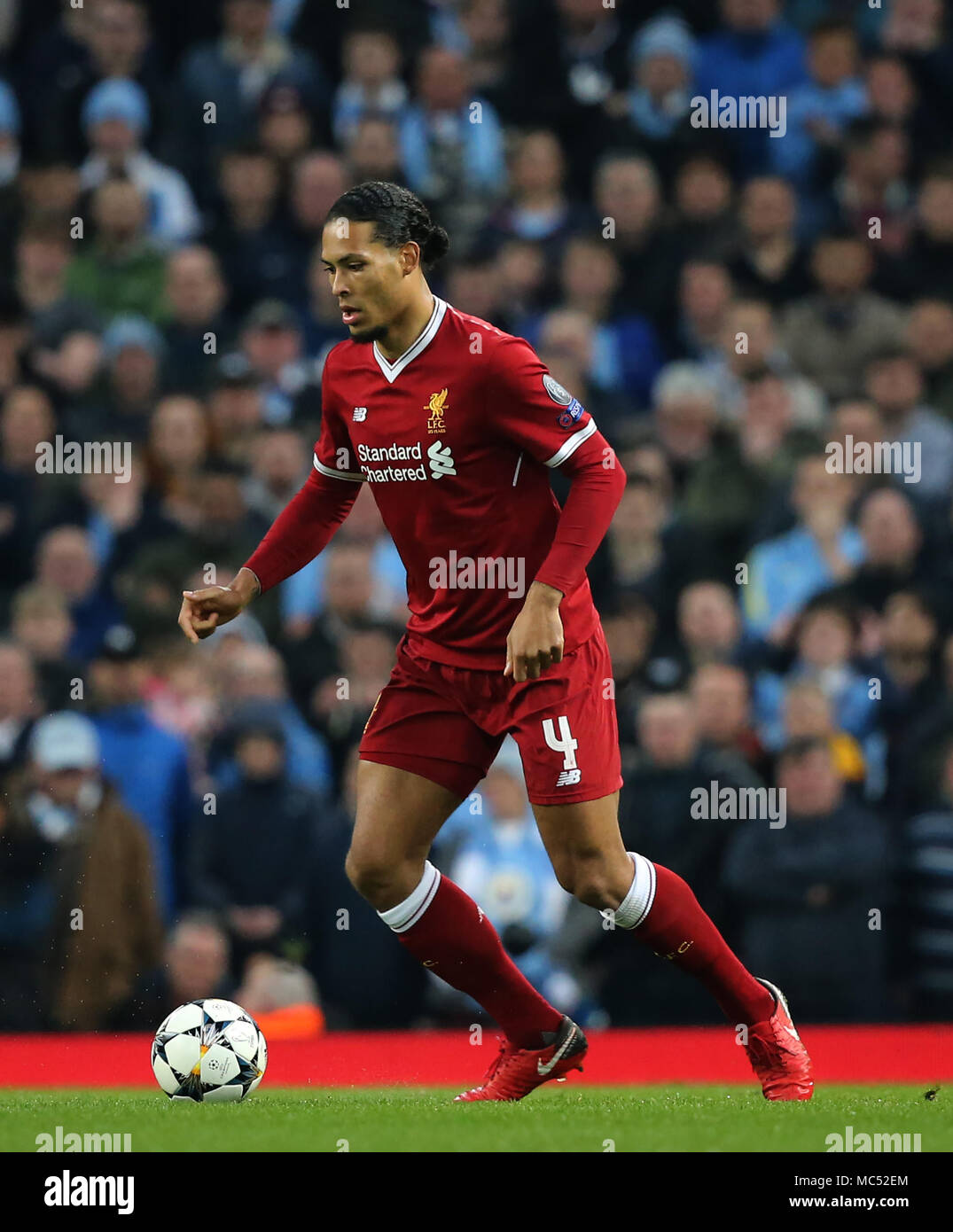 MANCHESTER, ENGLAND - APRIL 10: Virgil van Dijk of Liverpool during the ...