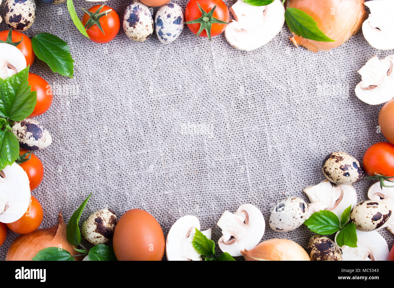 Natural farm production. Border image is made from raw ingredients for ...