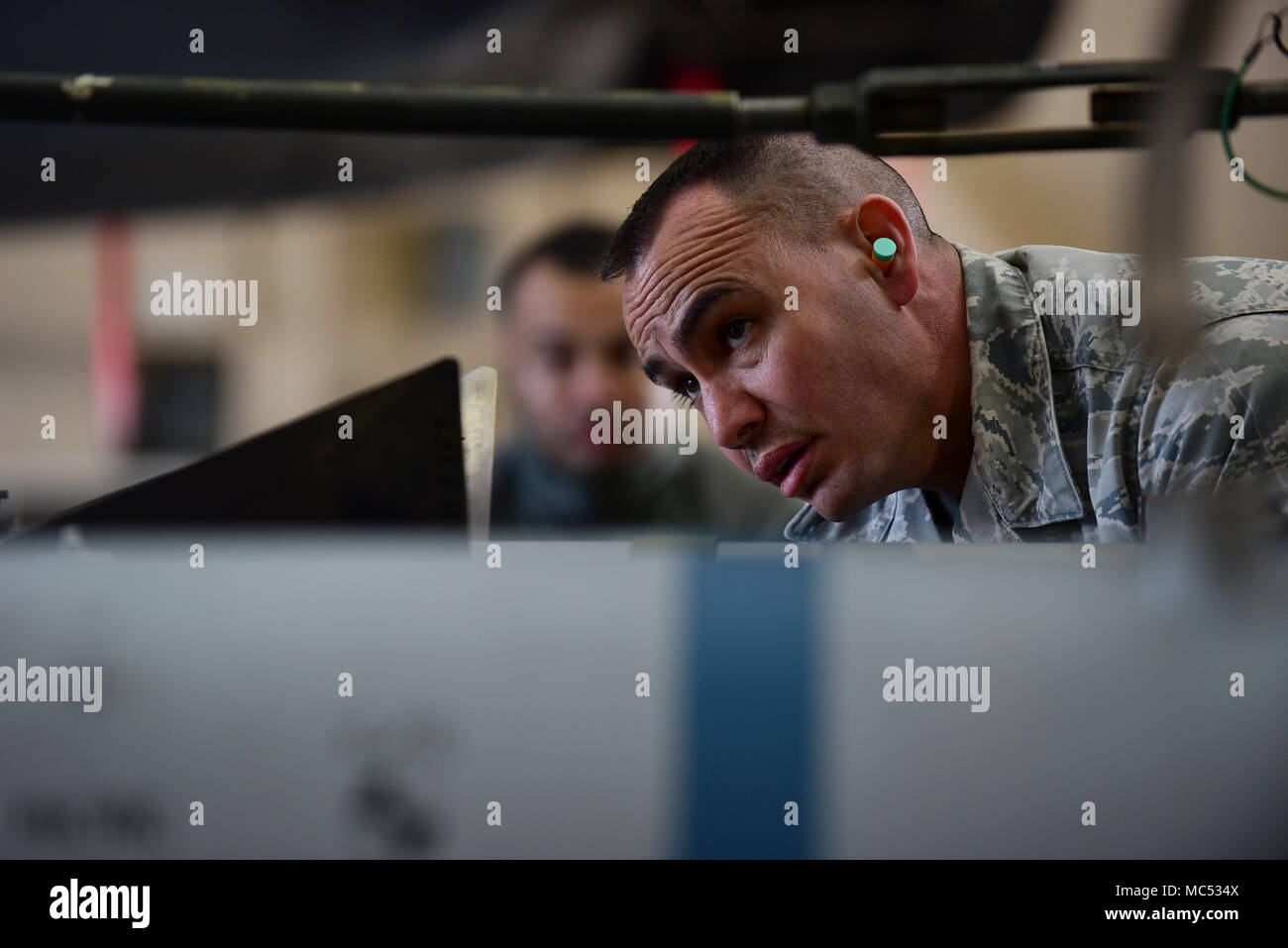 Staff Sgt. Randy Loera, 336th Aircraft Maintenance Unit weapons load ...