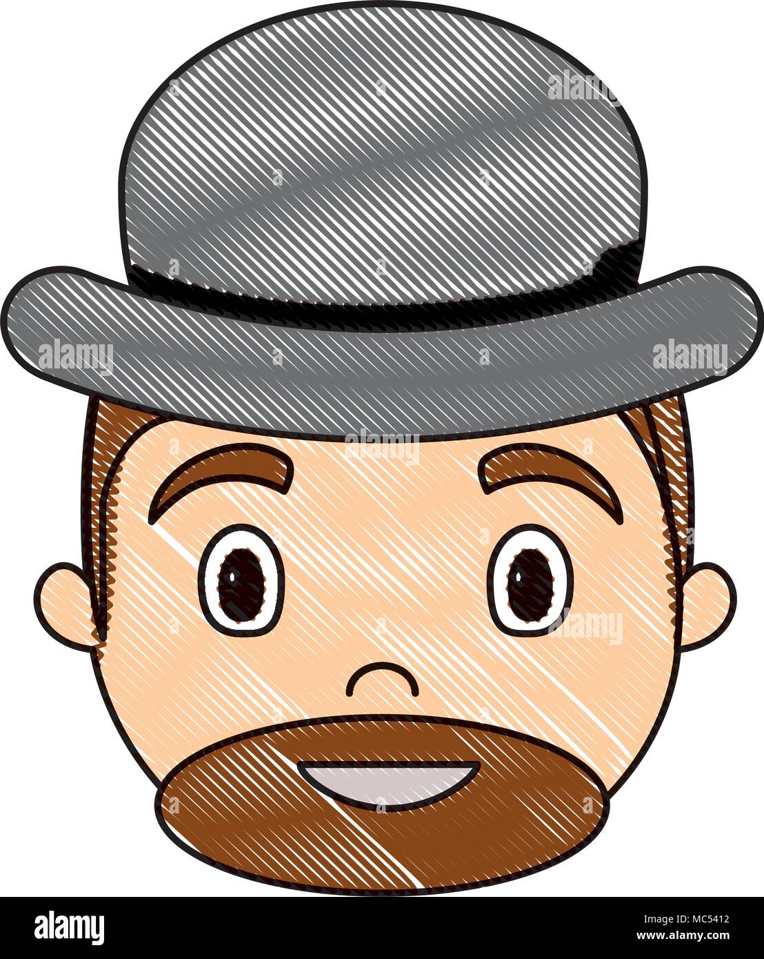 cartoon man with beard and hat over white background, colorful design ...