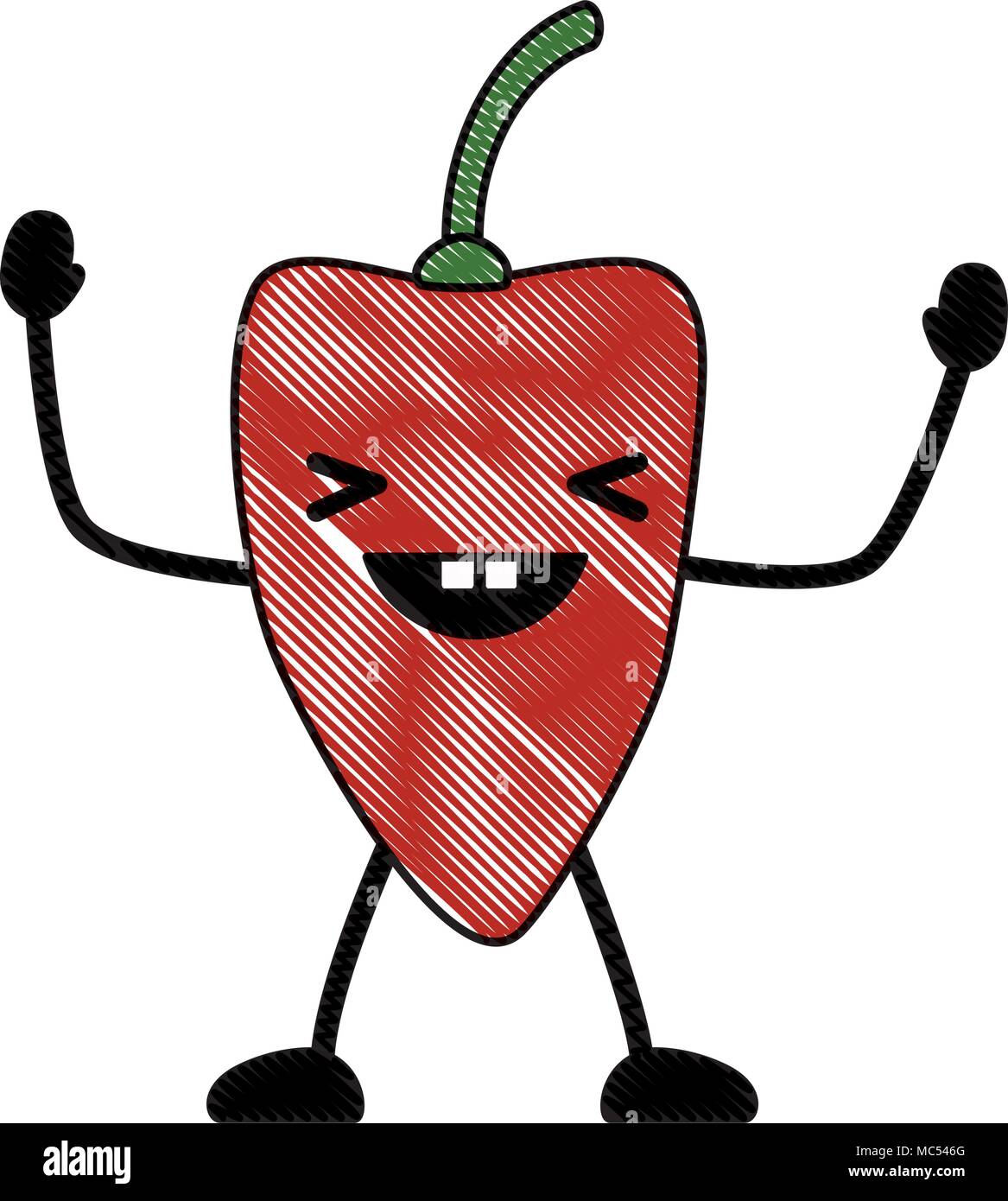 kawaii happy chili icon over white background, colorful design. vector ...