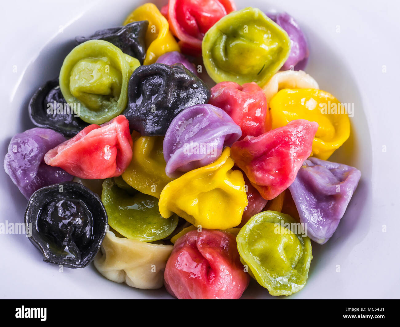 Homemade dumpling, traditional East European food. Colorful ravioli for ...
