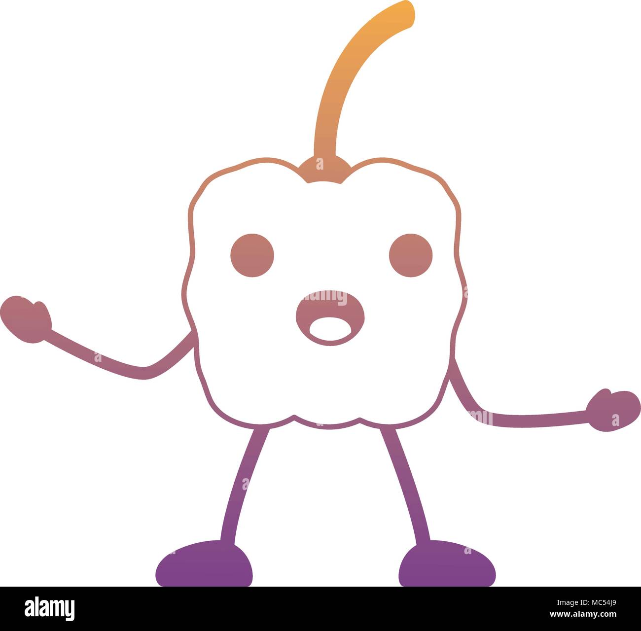 kawaii surprised pepper icon over white background, colorful design ...