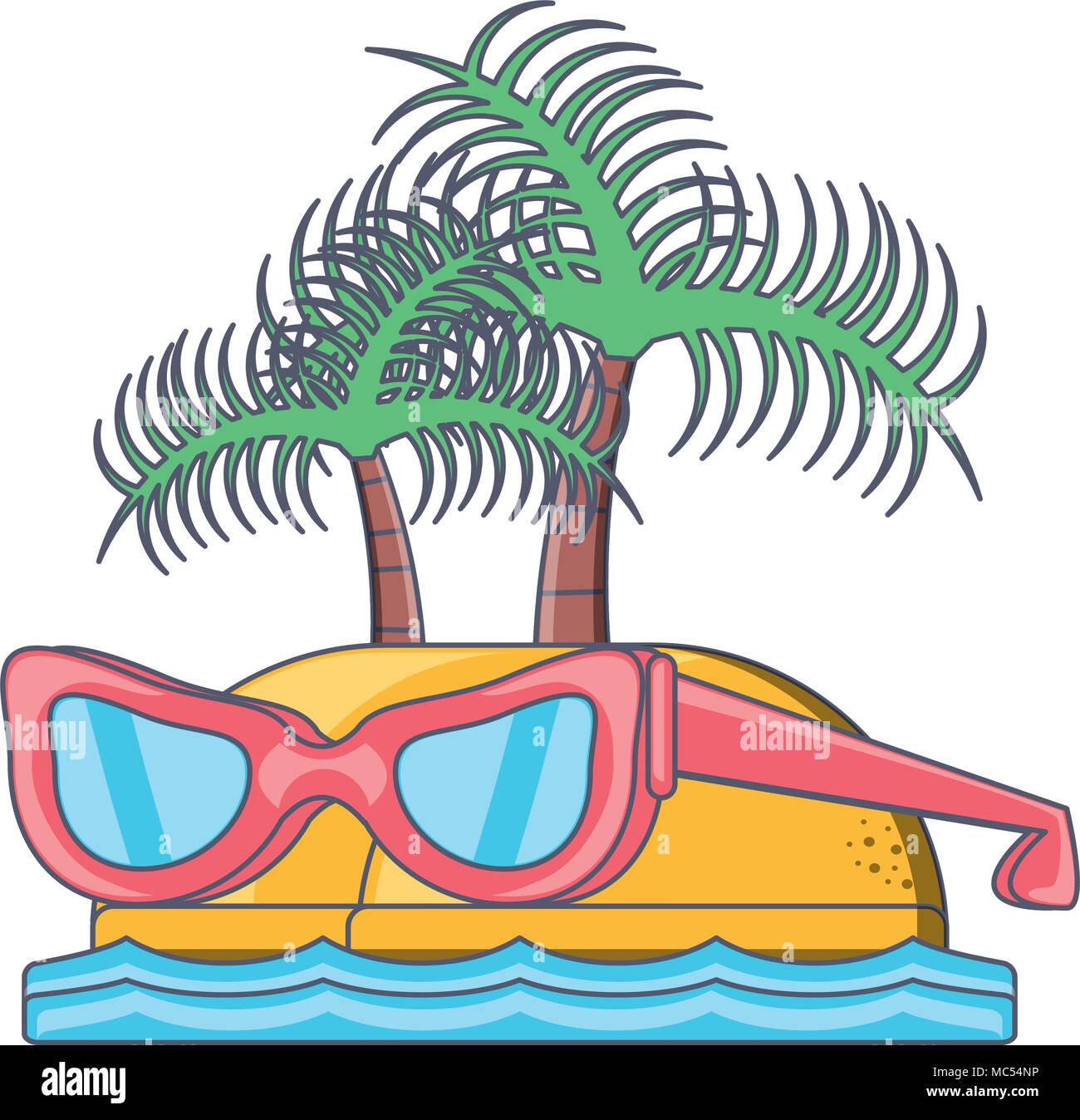 beach with sunglasses over white background, colorful design. vector ...