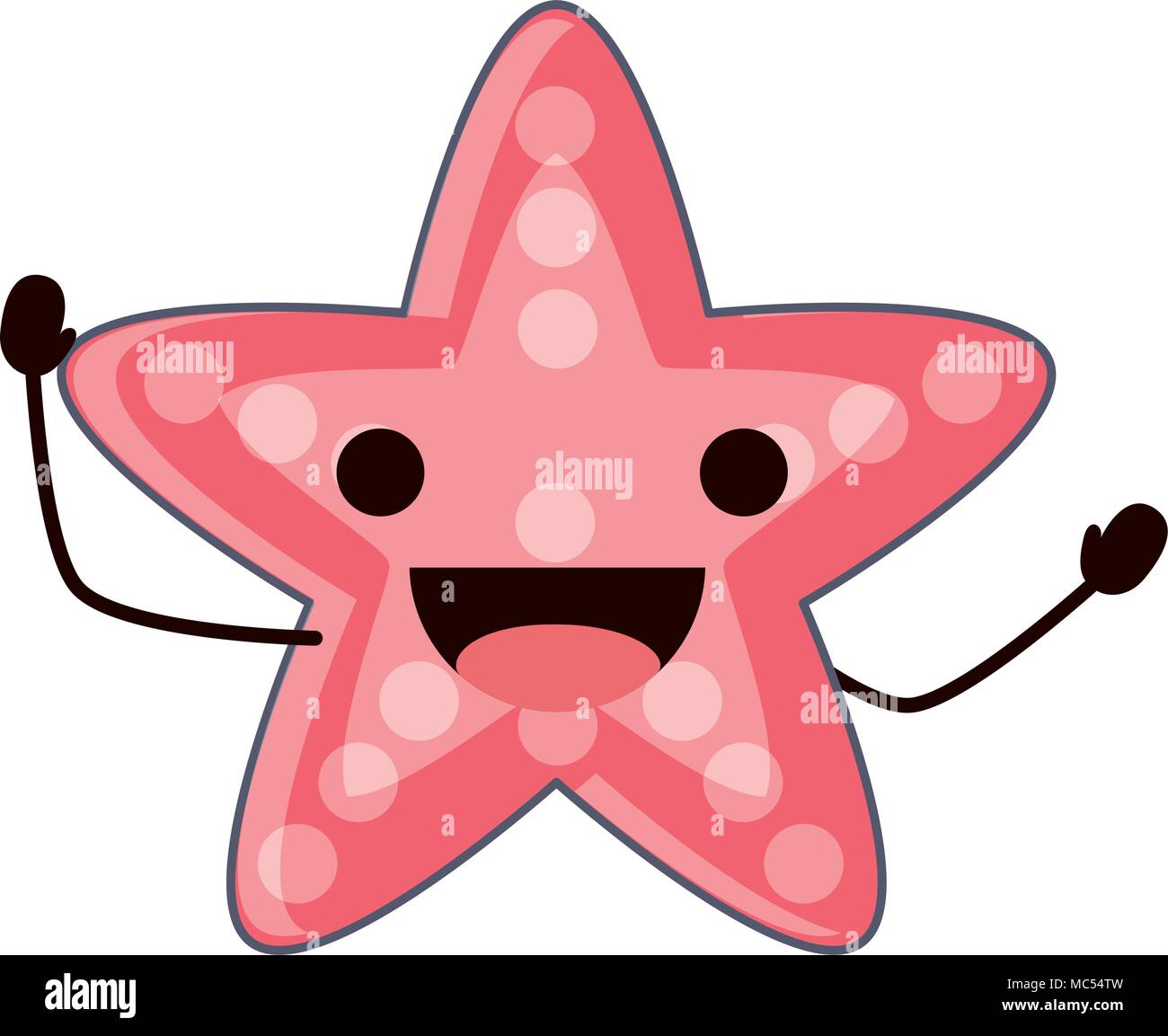 Kawaii happy sea star icon over white background, colorful design ...