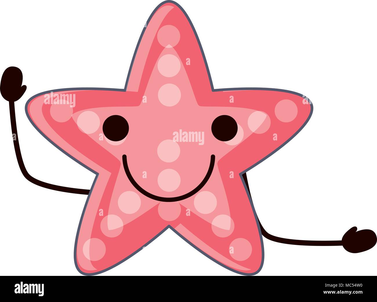 Kawaii happy sea star icon over white background, colorful design ...