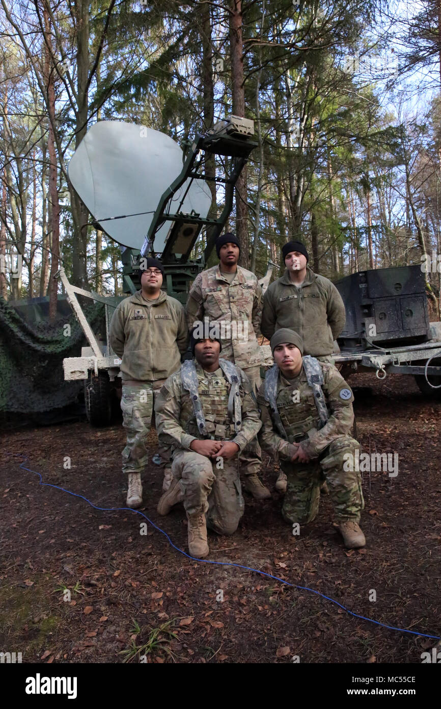U.S. Army Soldiers assigned to Charlie Company, 44th Expeditionary Signal Battalion, 2nd Theater ...