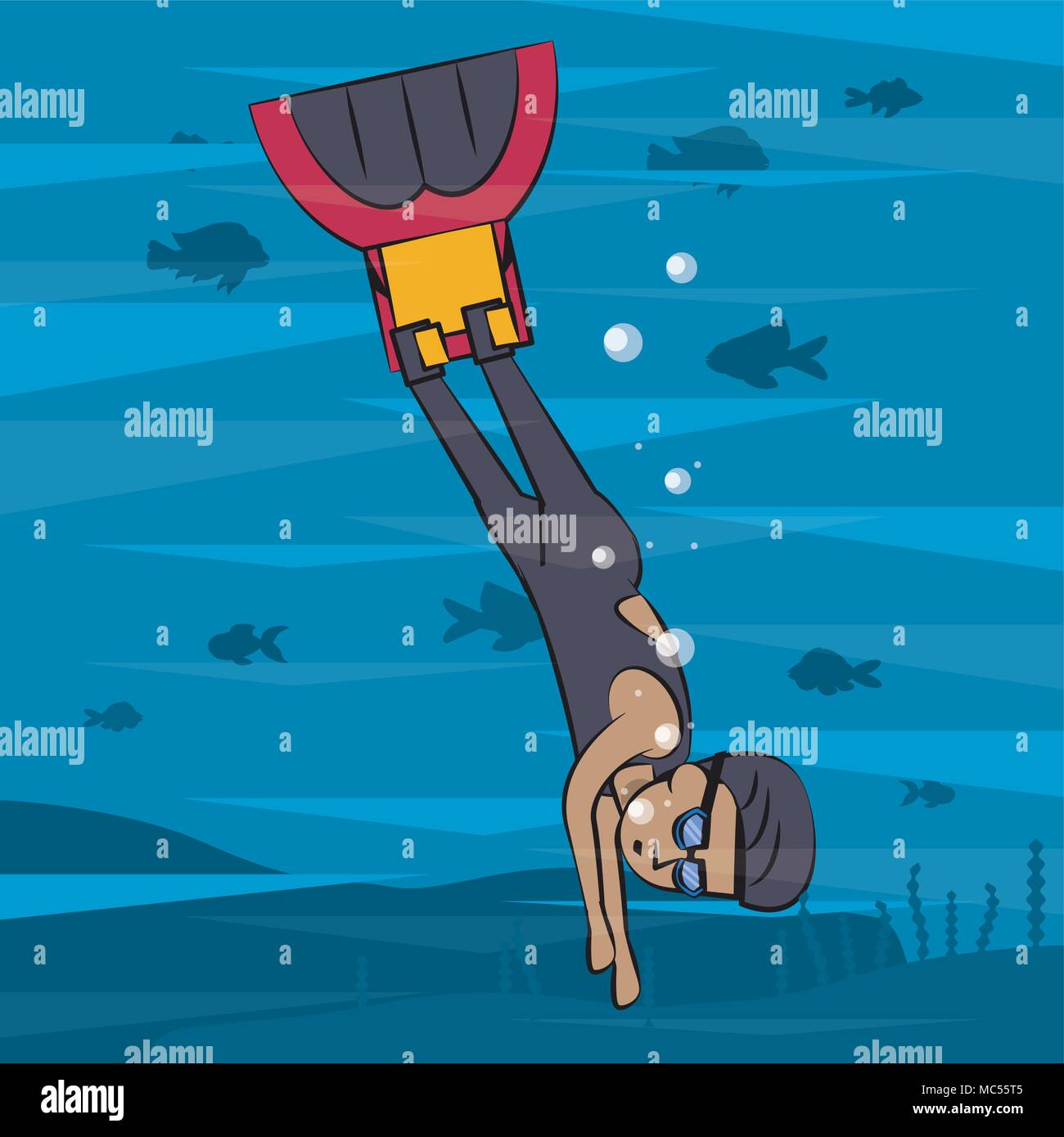 Diving under boat Stock Vector Images - Alamy