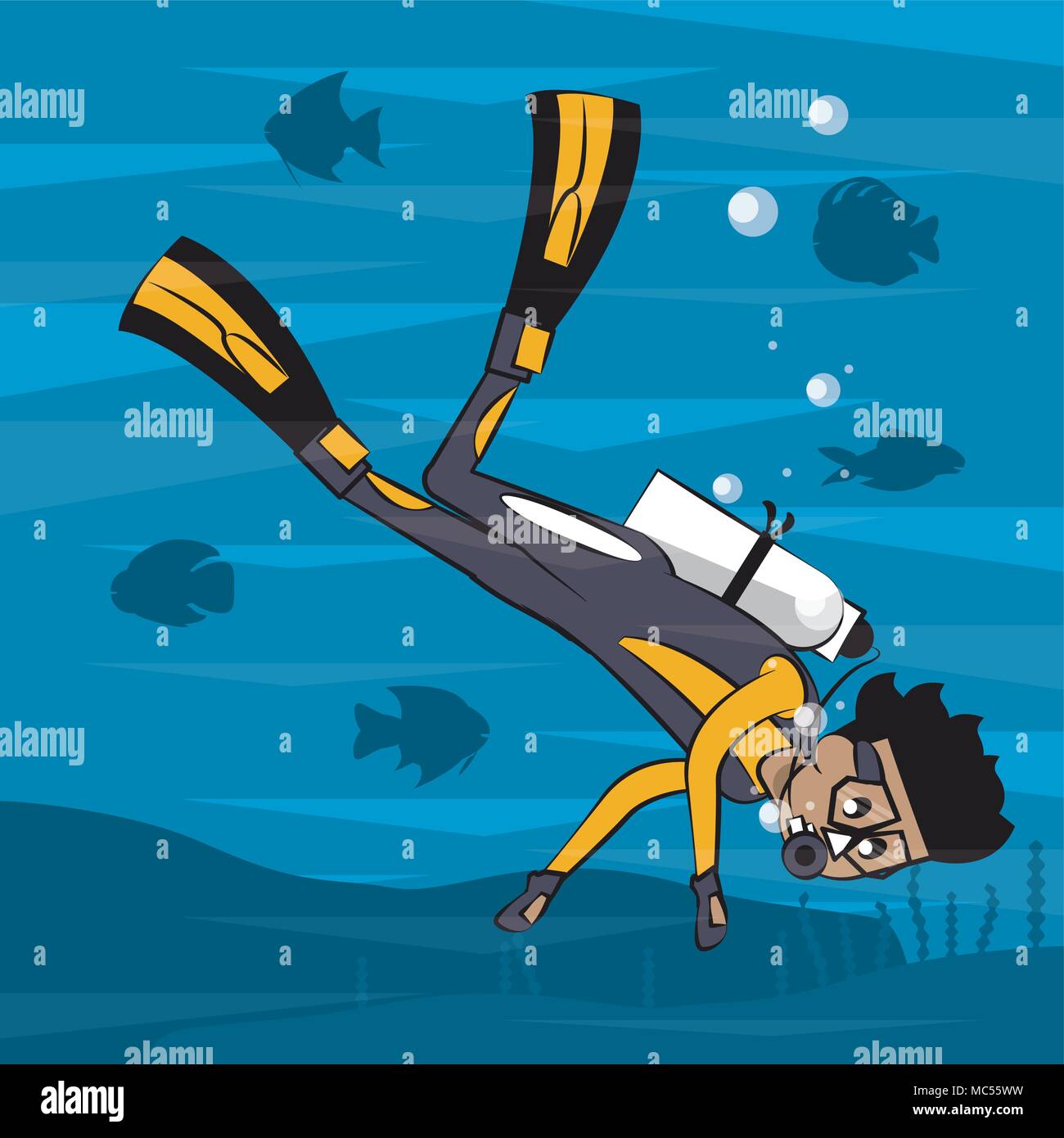 Man diving with fins Stock Vector Image & Art - Alamy