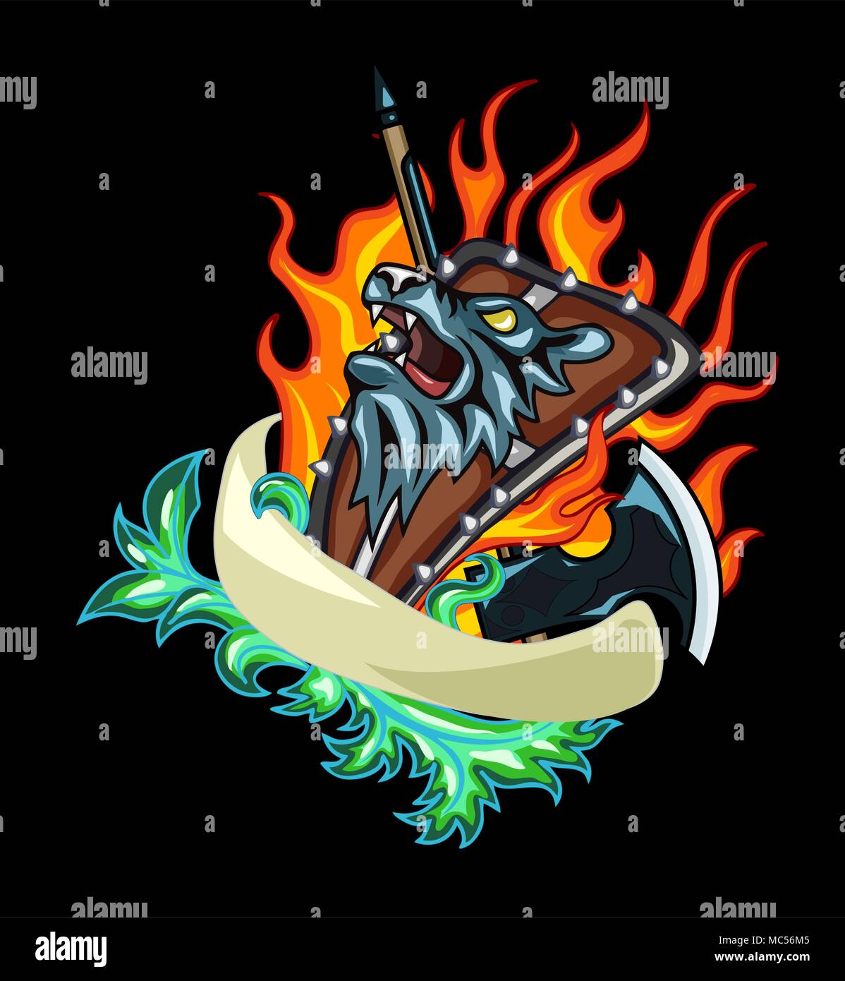 Beast head shield emblem vector, simple colors, elements separate Stock ...