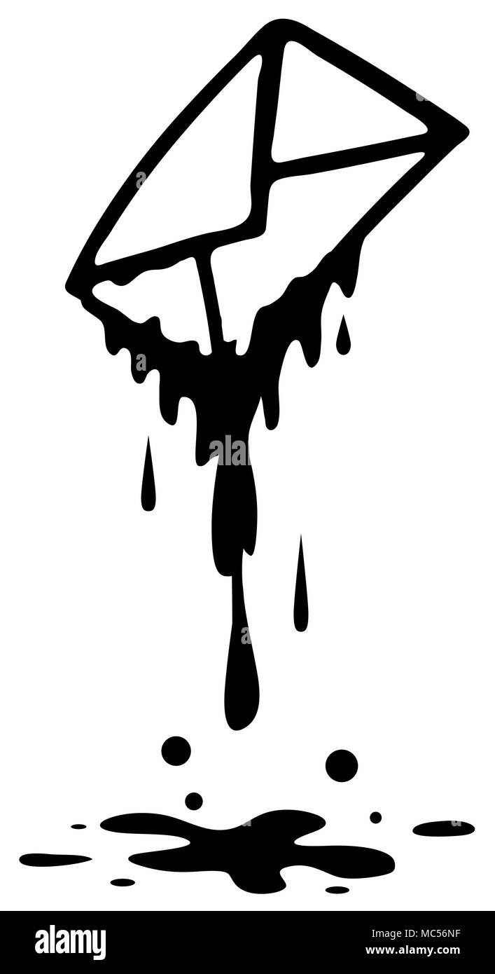 Black mail letter bad news message symbol stylized cartoon line drawing ...