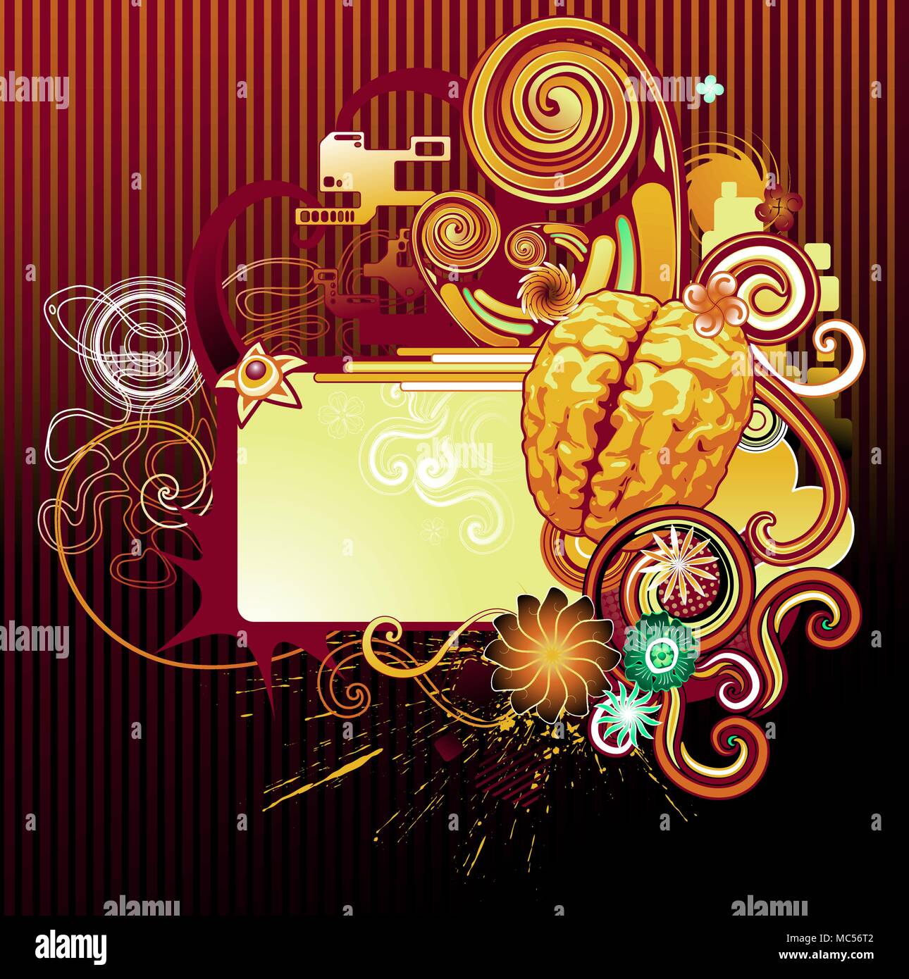 Abstract brain design element, elements separate, horizontal Stock ...