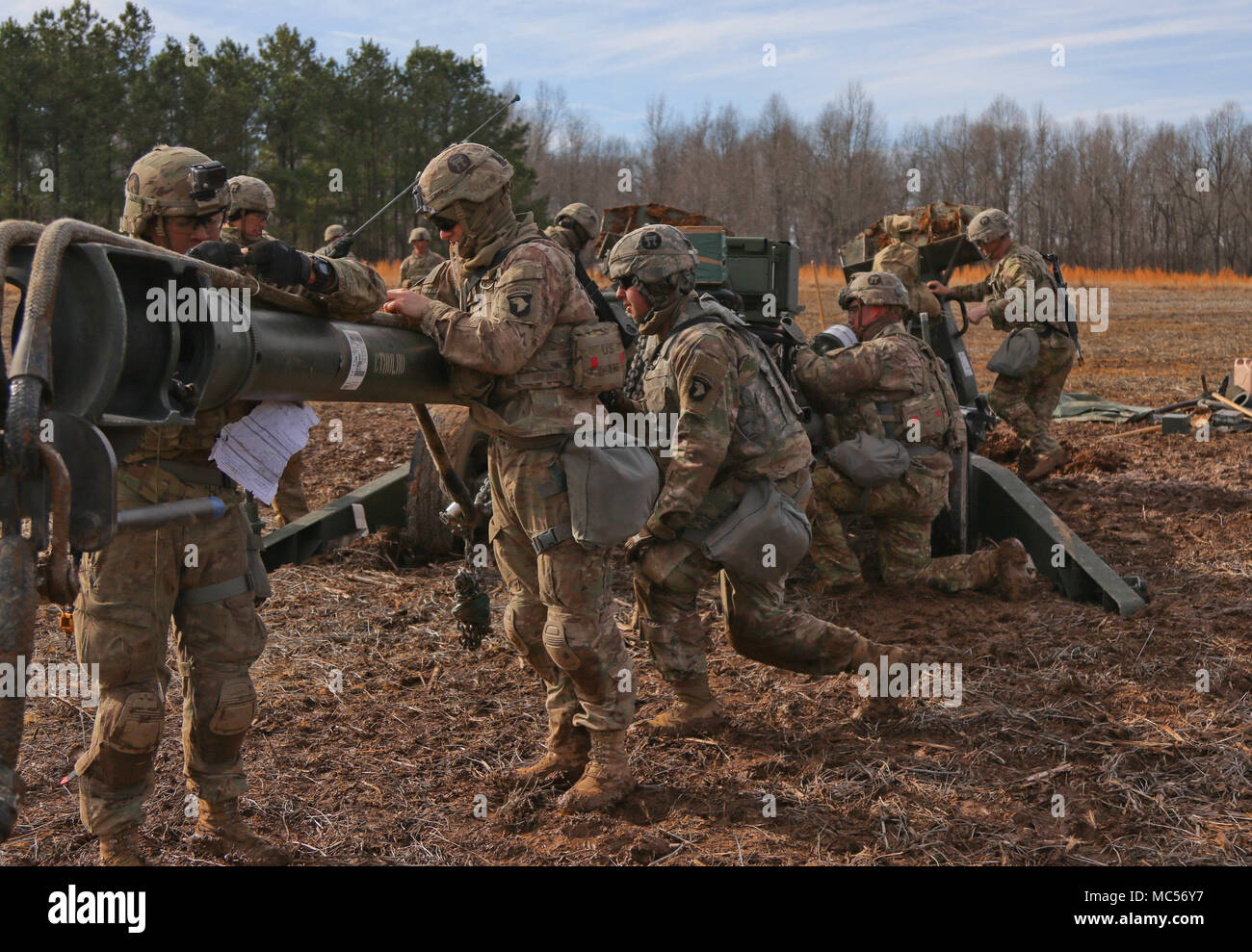Soldiers from 3rd Battalion, 320th Field Artillery Regiment, 101st Airborne Division Artillery ...