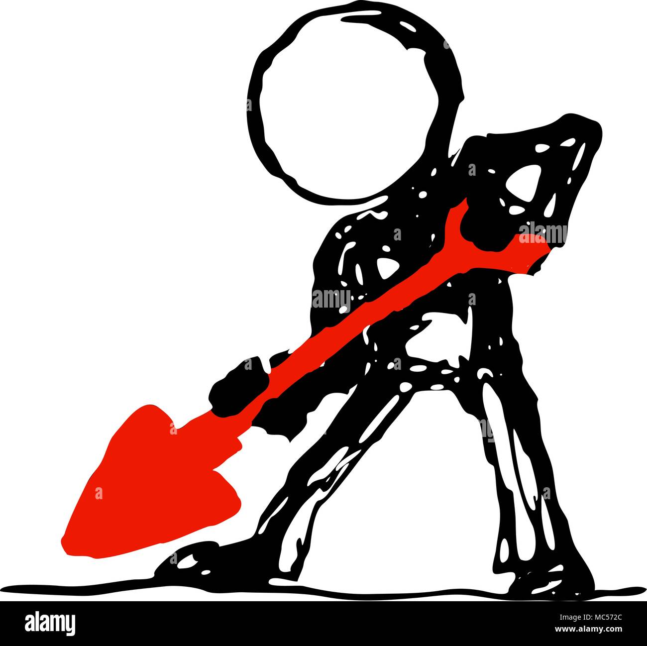 Digging symbolic figure ink design vector, over white, isolated Stock ...