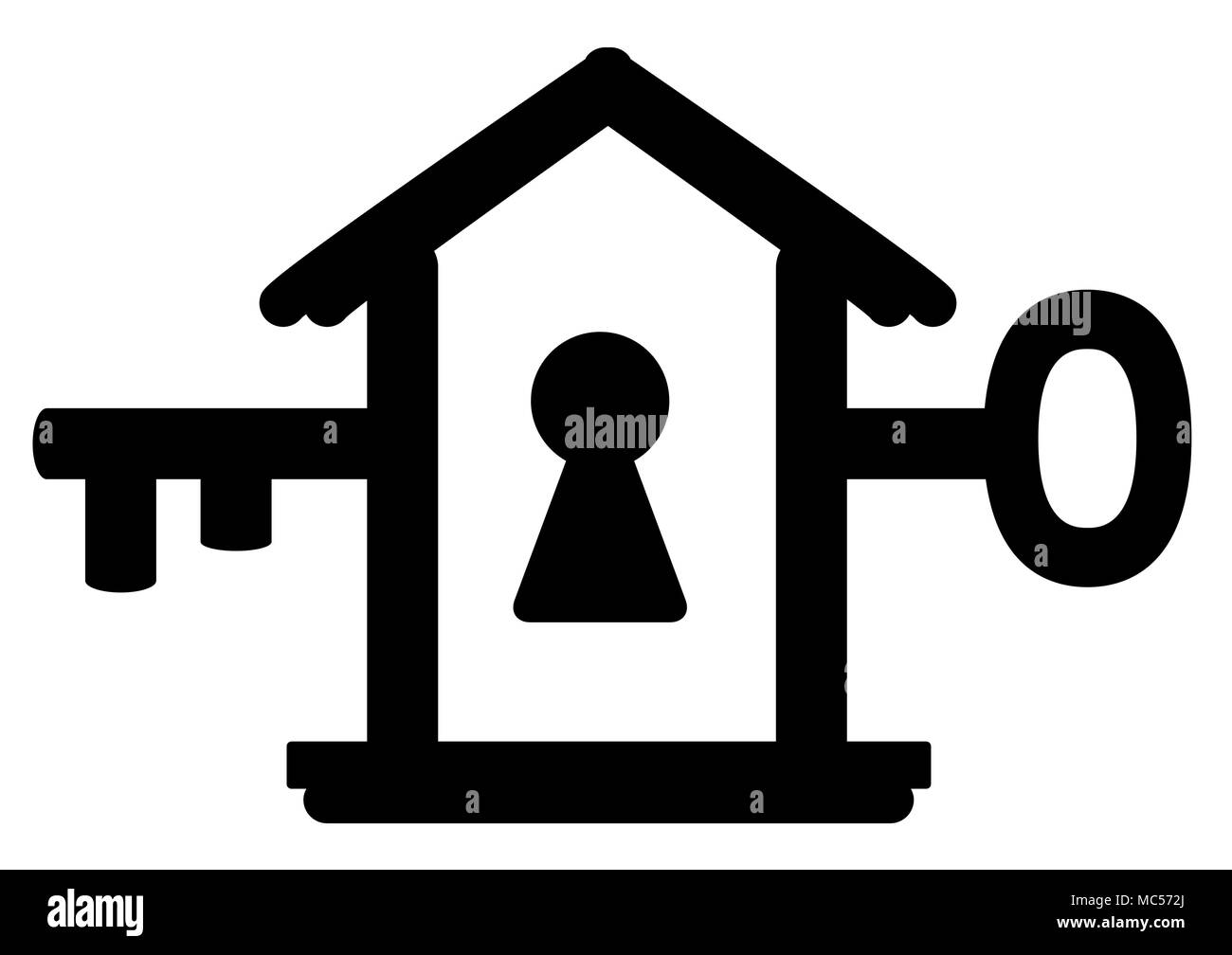 Door key symbol stencil black, vector illustration, horizontal ...