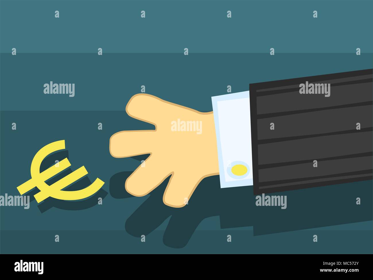 Euro currency sign arm reaching, cartoon vector illustration ...