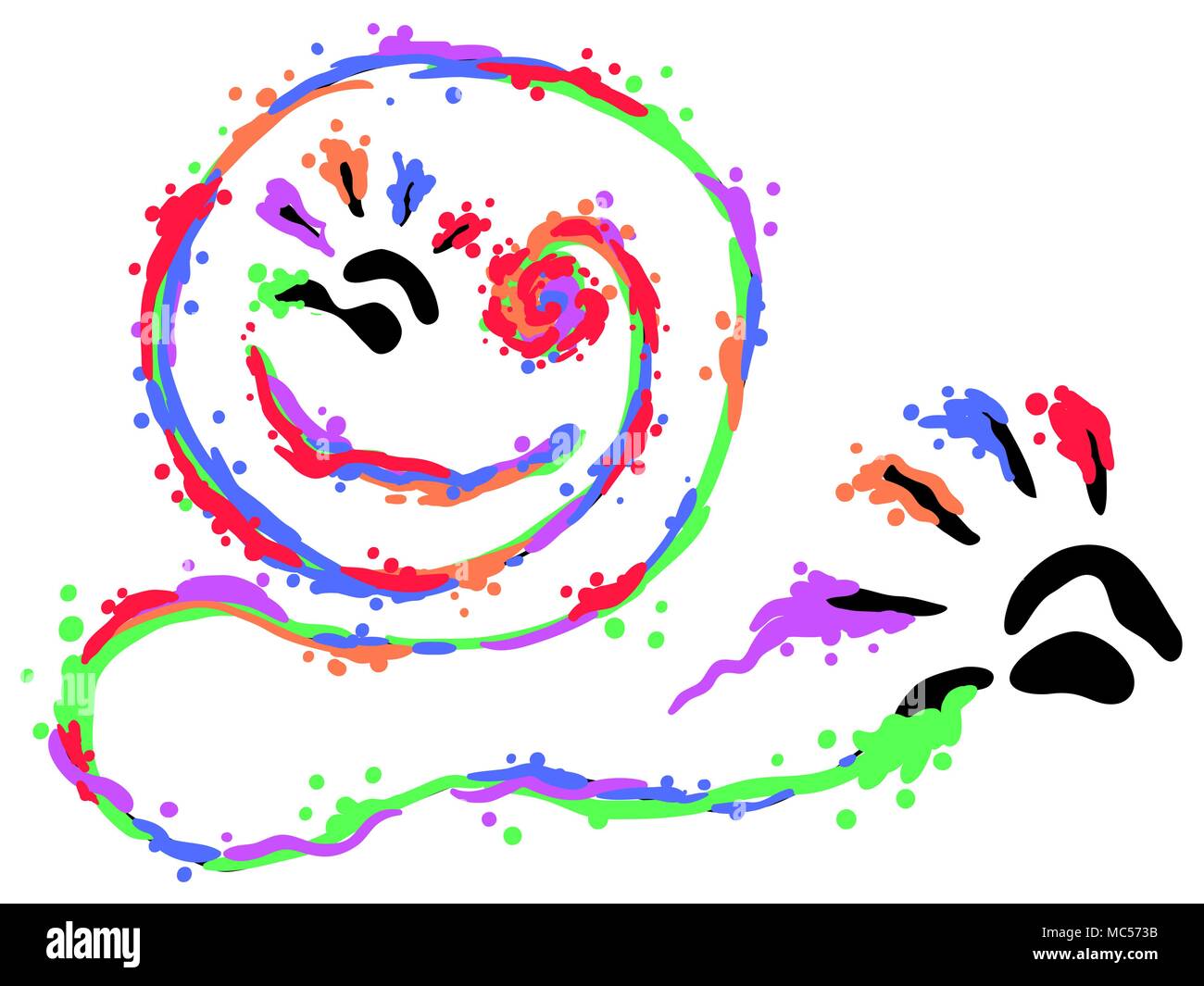 Finger paints smile art hand print symbol stylized, vector illustration ...