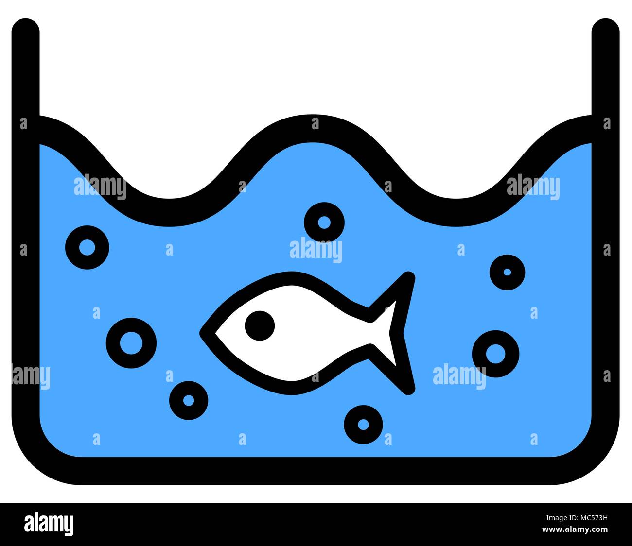 Fish box water symbol, vector illustration, horizontal, over white ...