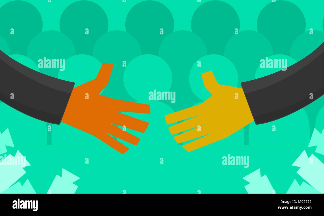 Handshake deal public televised, cartoon vector illustration ...