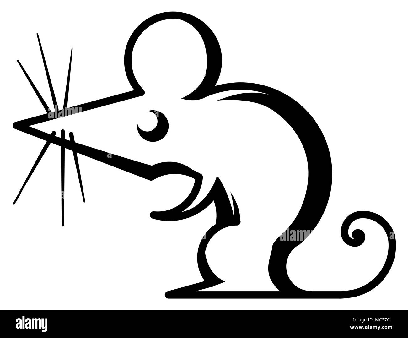 Mouse symbol stylized stencil black, vector illustration, horizontal ...