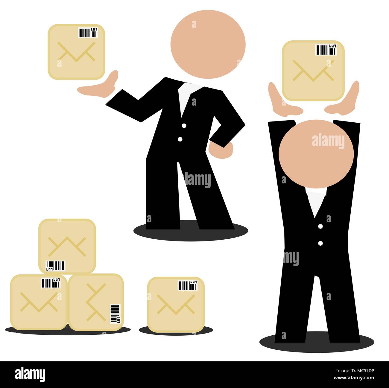 Package person cartoon character, vector illustration, isolated, over ...