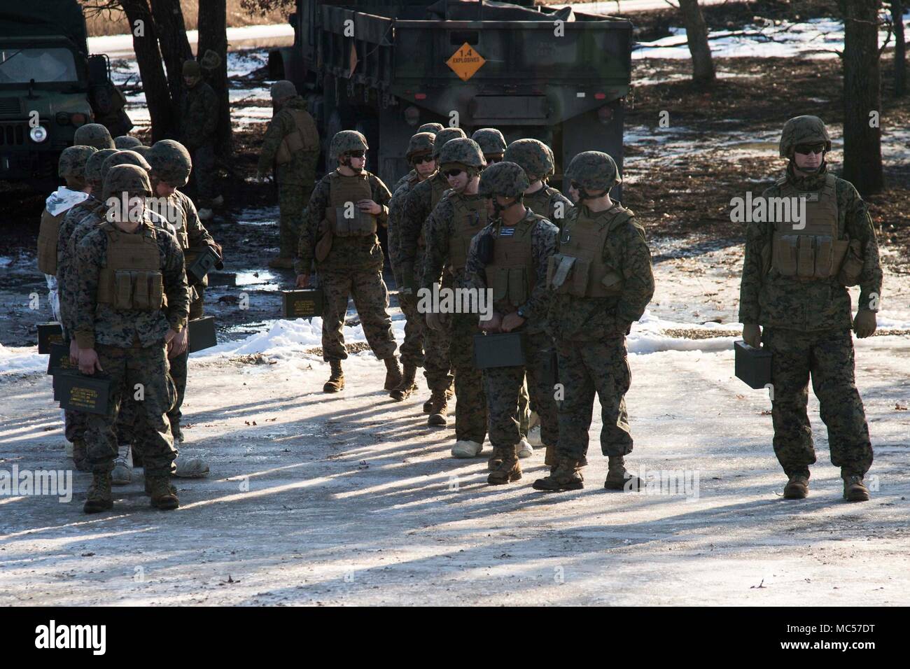 U.S. Marines with Marine Unmanned Aerial Vehicle Squadron (VMU) 2 wait ...