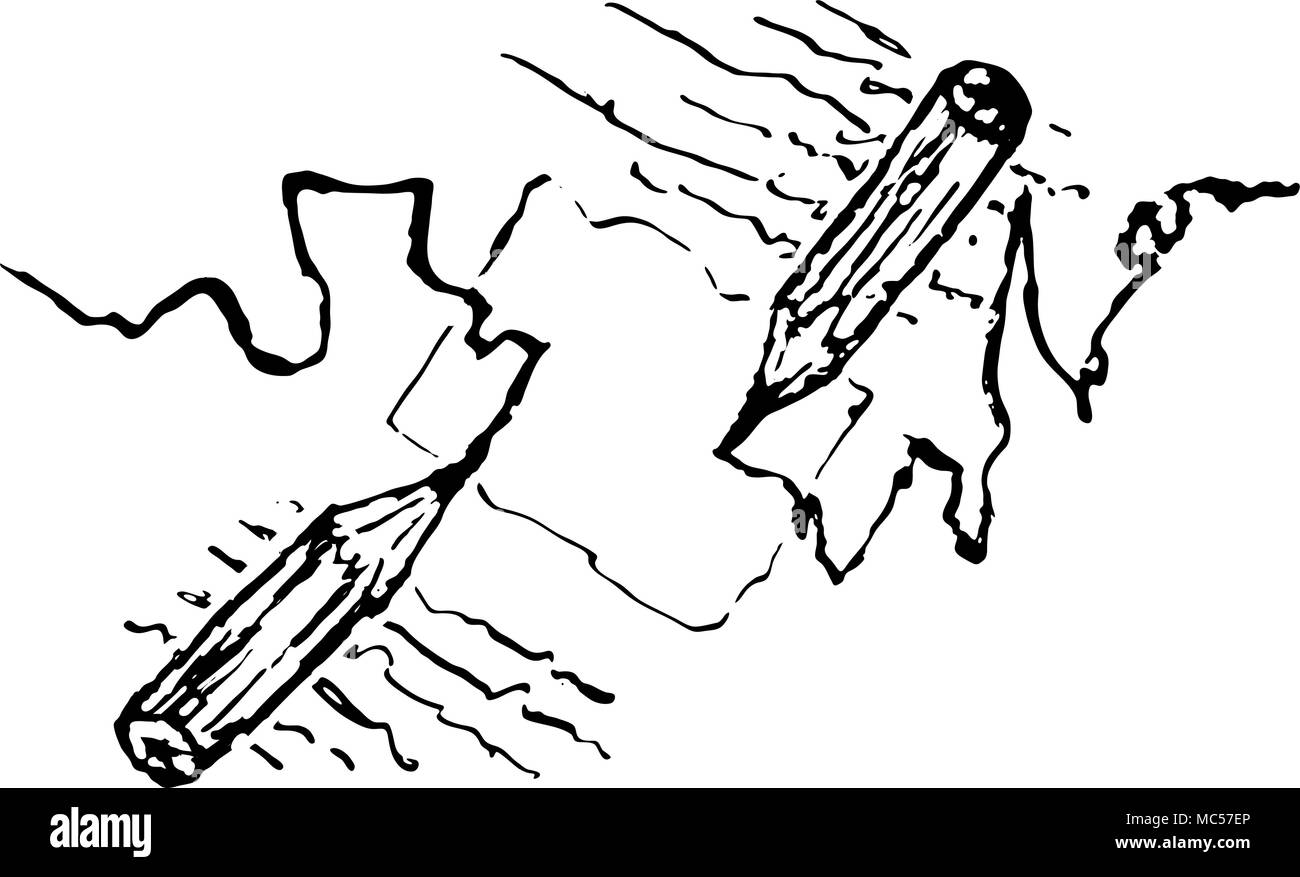 Writing pencil pair ink design, over white, isolated Stock Vector Image ...