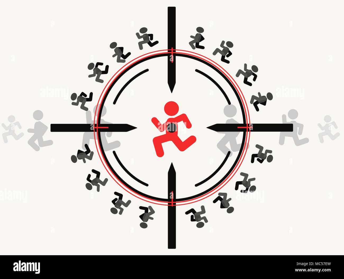 Snipe aim target with people figures, vector illustration color cartoon ...