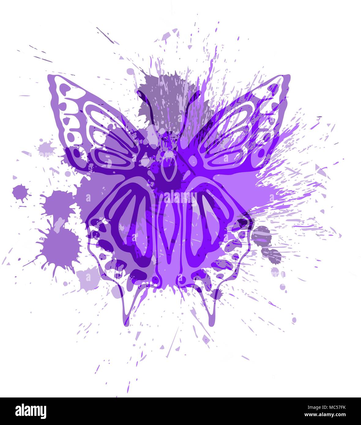 Purple butterfly drawing Stock Vector Images - Alamy