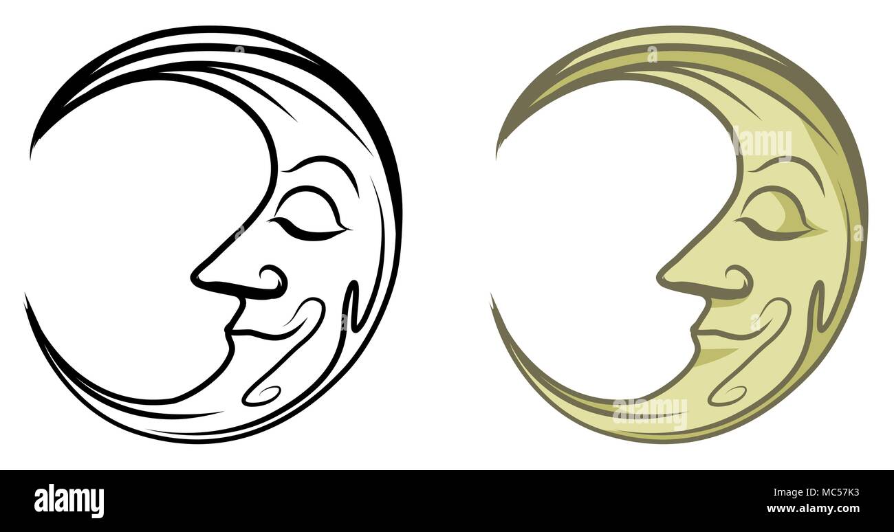 Crescent Moon Face Designs