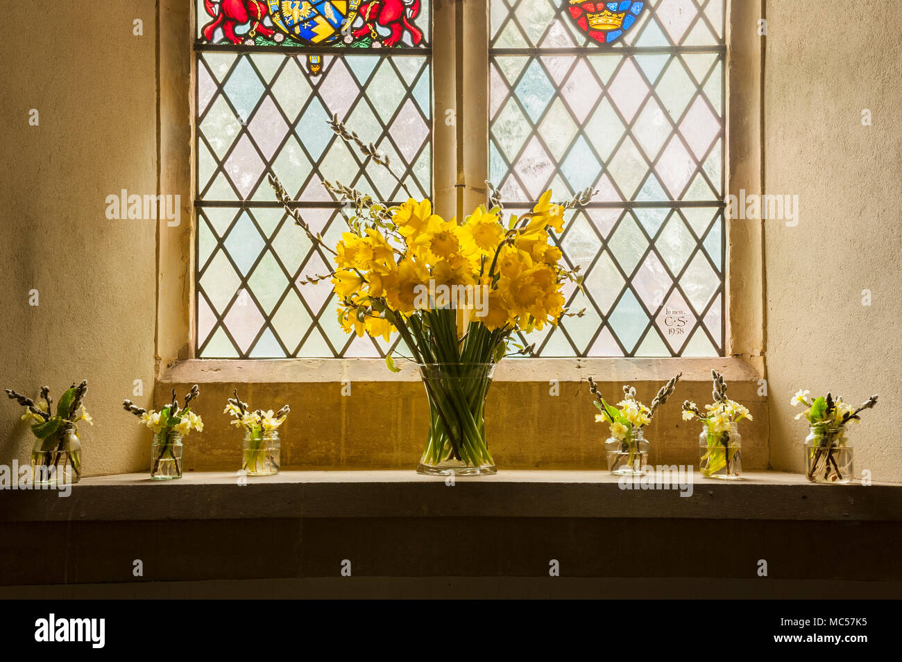 An Easter flower arrangement in Ringsfield Church in Suffolk,England,Uk ...