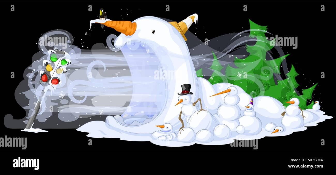Cold snowy weather theme cartoon, vector, isolated Stock Vector Image ...