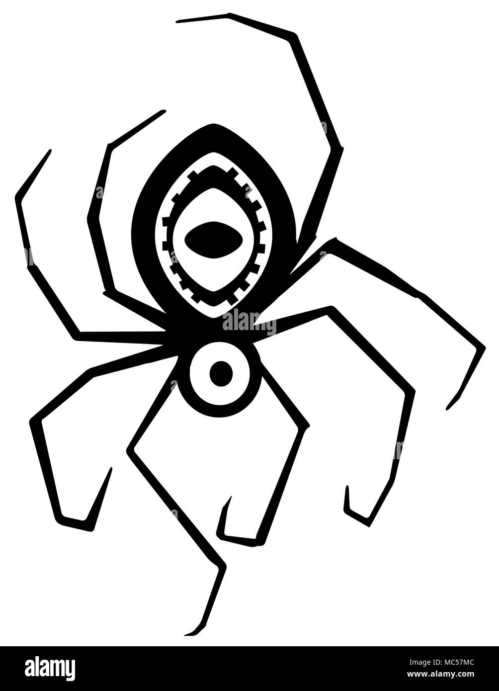 Spider mystic eye stylized stencil black, vector illustration, vertical ...